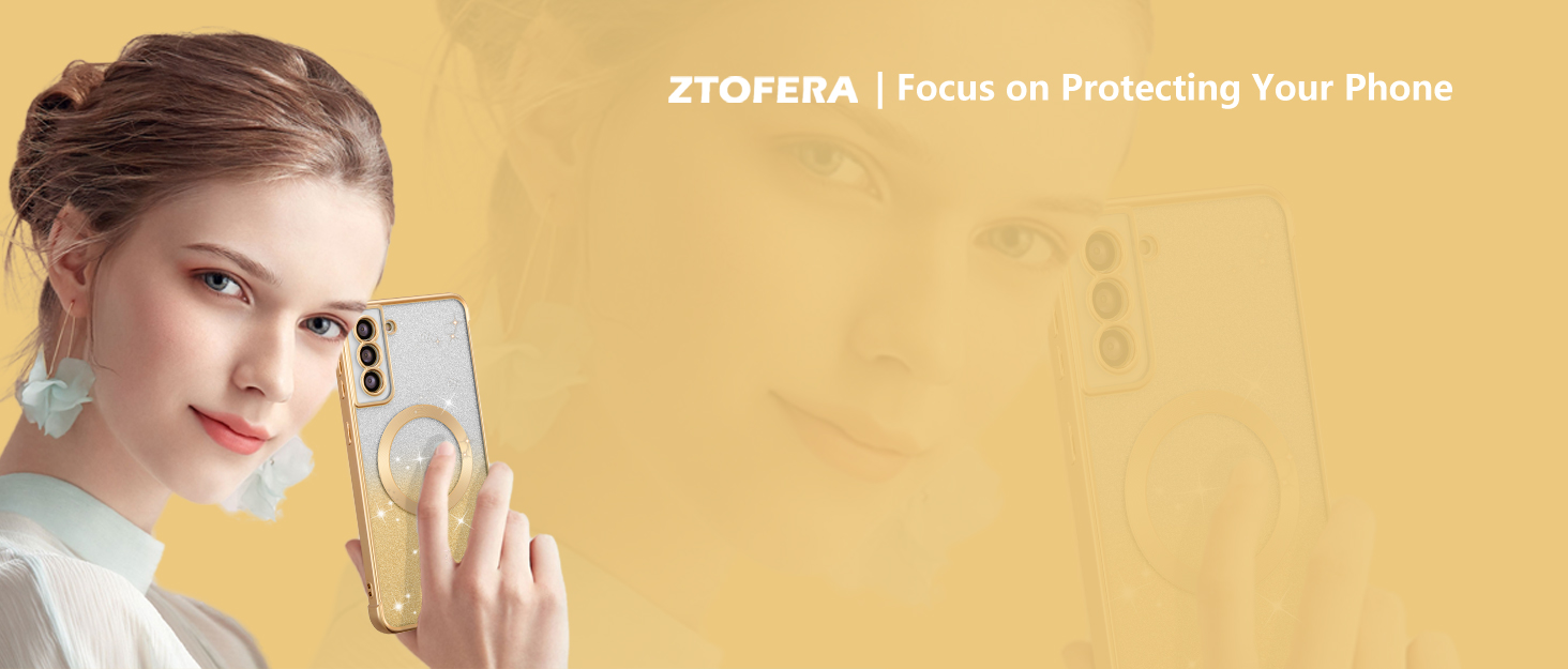 Amazon.com: ZTOFERA Clear Magnetic Case for Samsung Galaxy S21 Plus 5G with Gradient Glitter ...