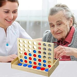 Amazon.com: 4 in a Row Wooden Board Game Foldable Line Up 4 Classic ...