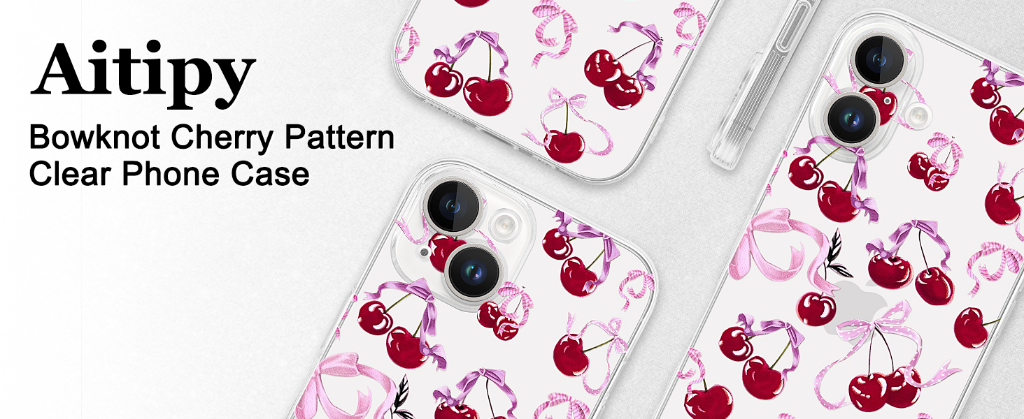 Amazon.com: Aitipy Compatible with iPhone 14 Case, Cherry Bow Pattern Aesthetic Soft TPU Cute ...