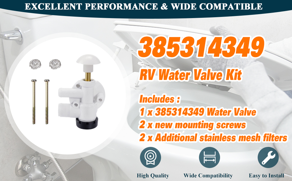 Amazon.com: Beaquicy 385314349 RV Water Valve Kit Upgraded Toilet Water Valve Assembly ...