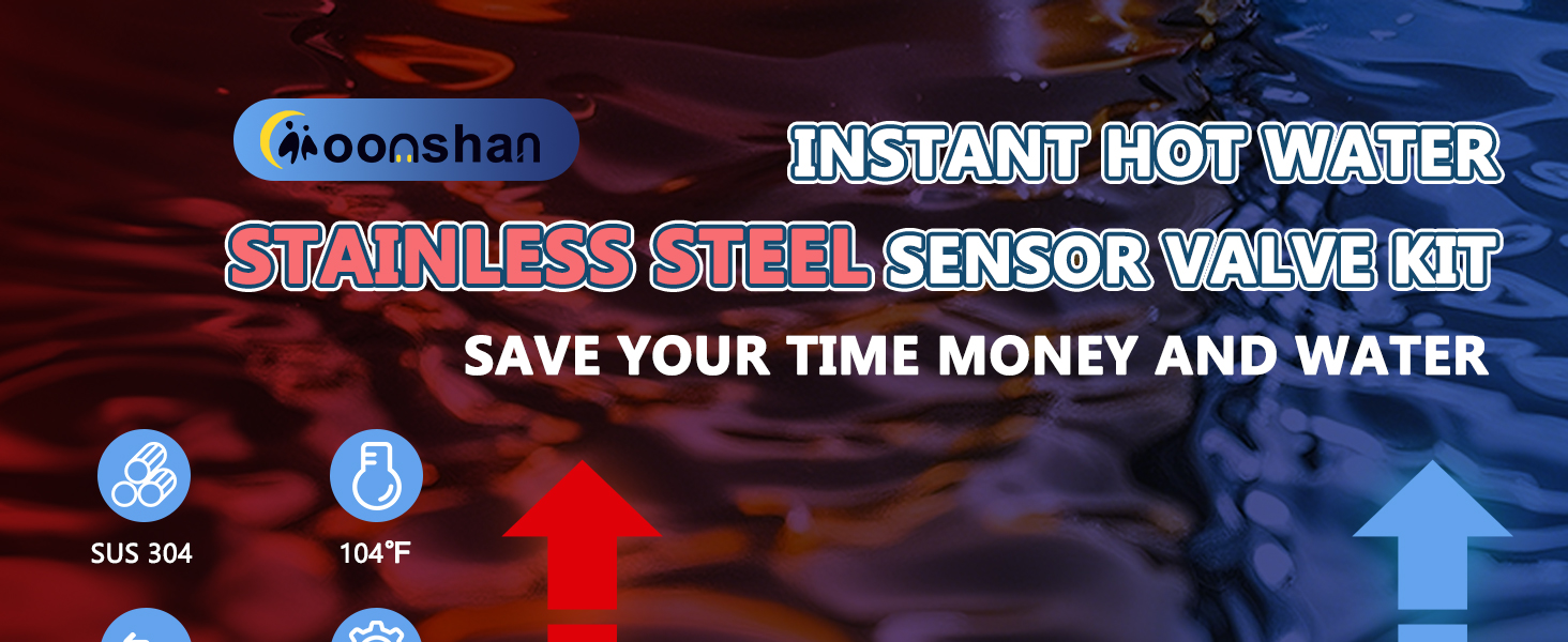Moonshan Upgraded 304 Stainless Steel Bypass Sensor Valve Kit for Instant Hot Water ...