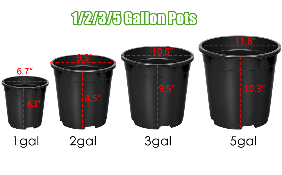Amazon.com: OUPSAUI 2/3/5/10 Gallon Pots for Plants, Sturdy Plastic Planter Pots with Drainage ...