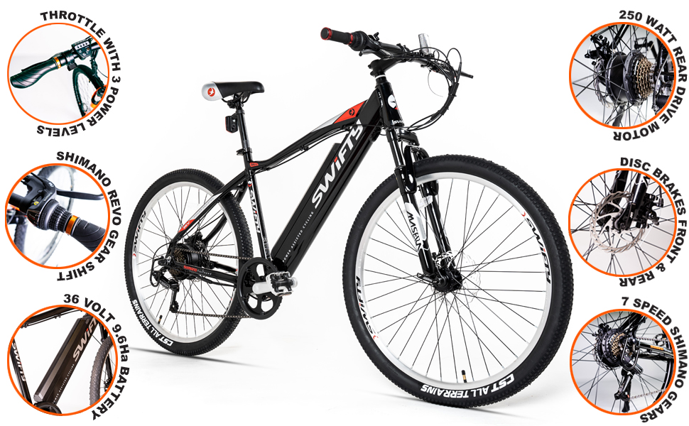 Amazon.com : Swifty AT656 Electric Bike from 36 Volt Electric Bike for Adults with Throttle ...