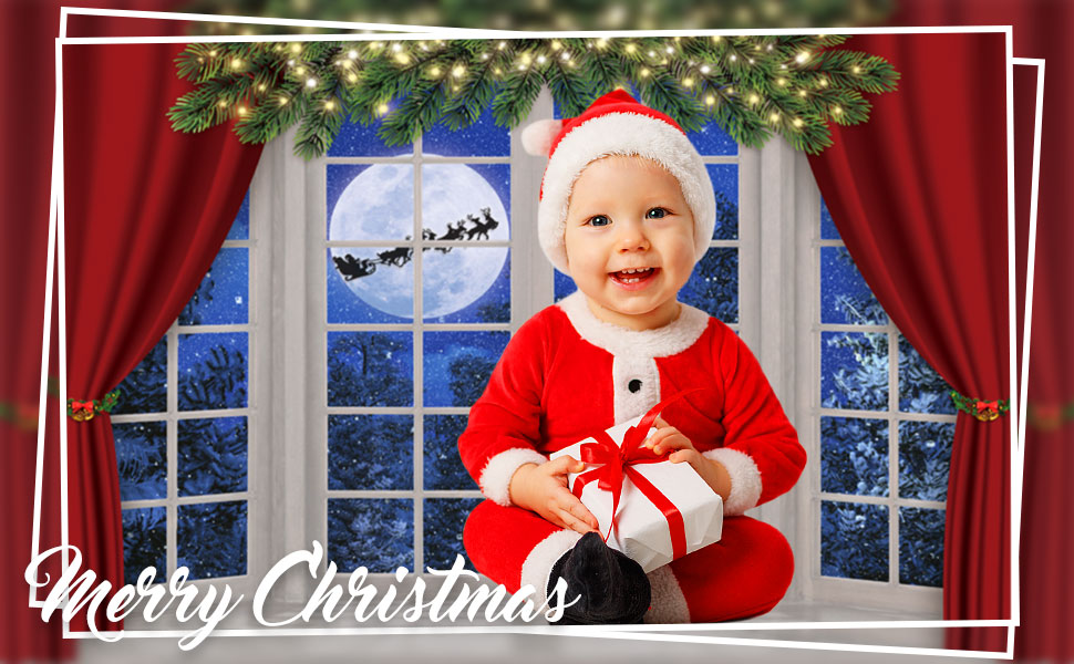 Amazon.com : Allenjoy 8x6ft Christmas Window Photography Backdrop ...