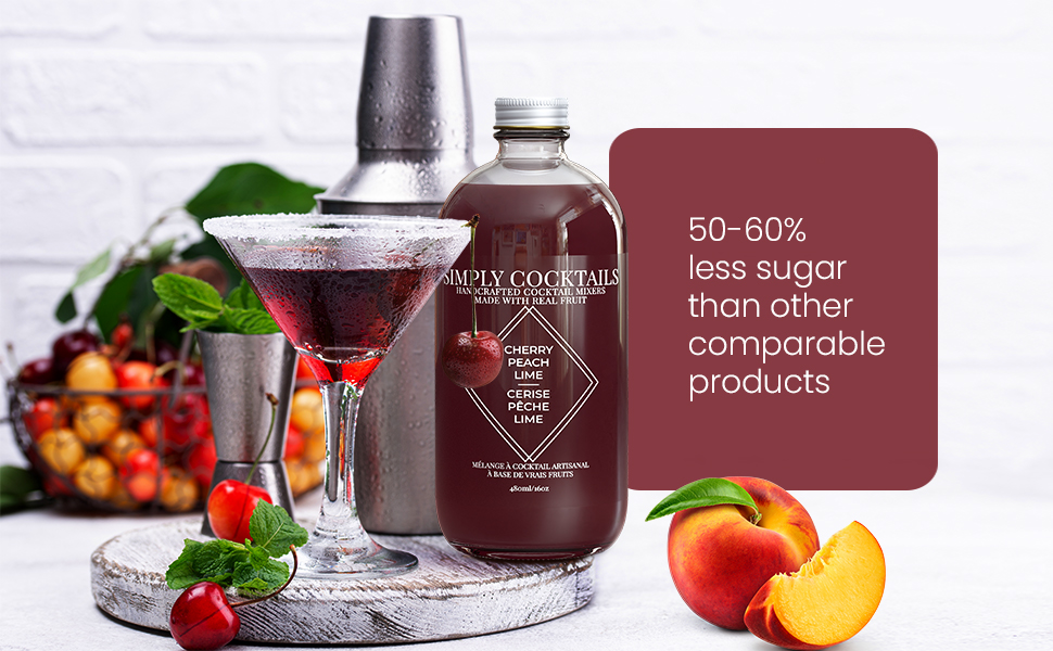 Simply Cocktails Cherry Peach Lime Cocktail Mixer. Perfect for Craft Cocktails and Mocktails ...