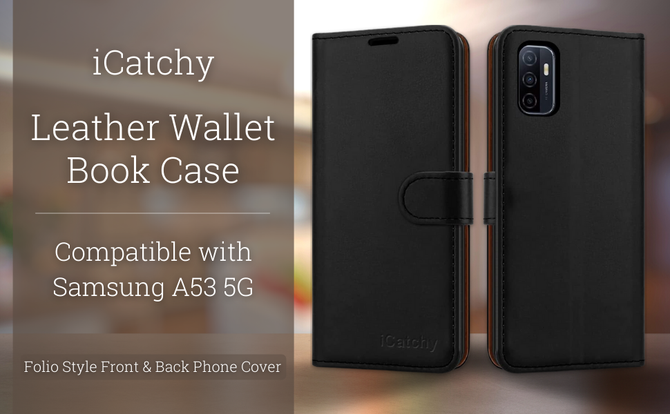 iCatchy for Samsung Galaxy A53 Case Leather Wallet Book Flip Folio Stand View Kickstand Card ...