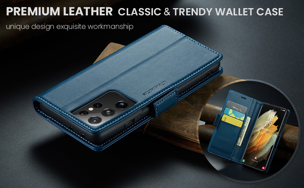 Amazon.com: FCOZCKLOM Compatible with Samsung Galaxy S21 Ultra Wallet Case with RFID Blocking ...