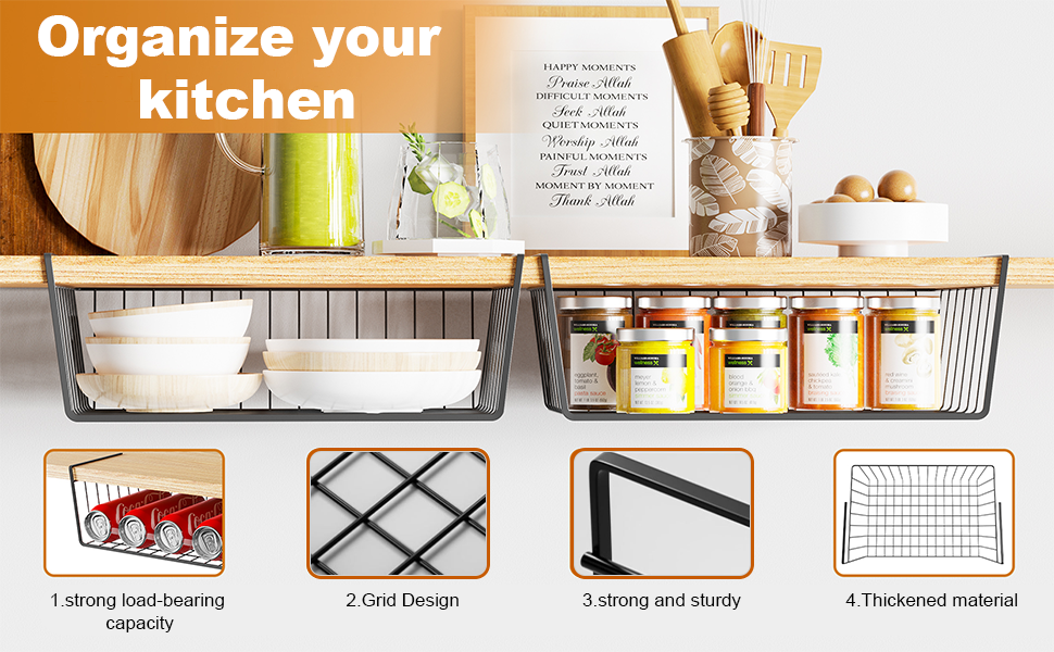 Enforose Under Shelf Wire Basket Hanging Storage Baskets Multipurpose ...