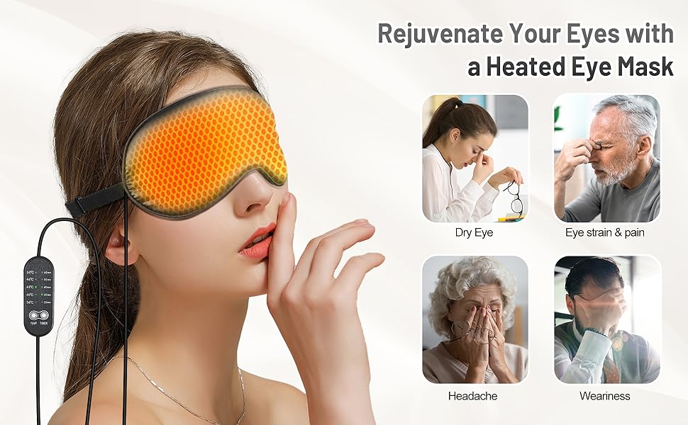 Amazon.com: Heated Eye Mask, USB Electric Sleep Mask for Dry Eyes & Blepharitis & Relax Eye ...