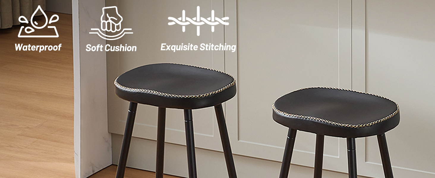 Amazon.com: FIRAVOE Counter Stools Set of 3, Modern 24 inch Counter Height Stools, Black Faux ...