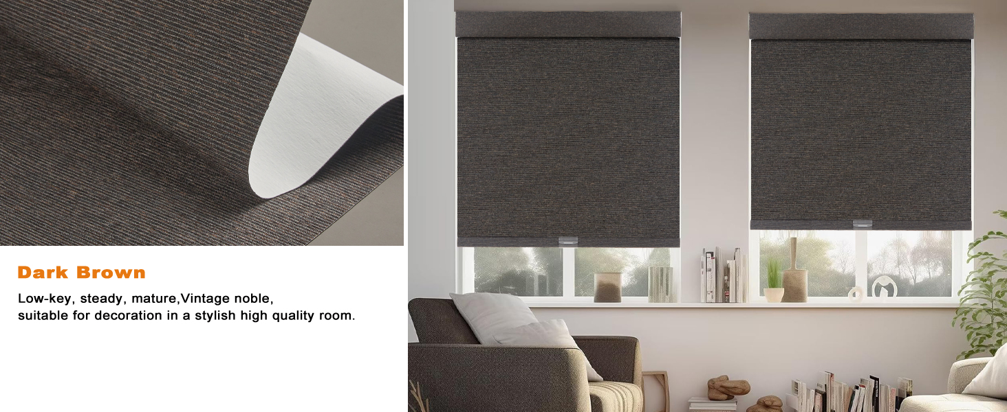 Persilux No Drill No Tools Blackout Roller Shades for Windows,Cordless Roller Blinds with Linen ...