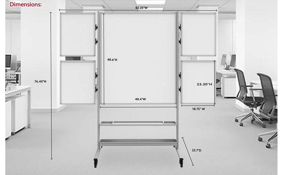 Luxor Double Sided Magnetic Whiteboard Collaboration Station - 82.25"W ...