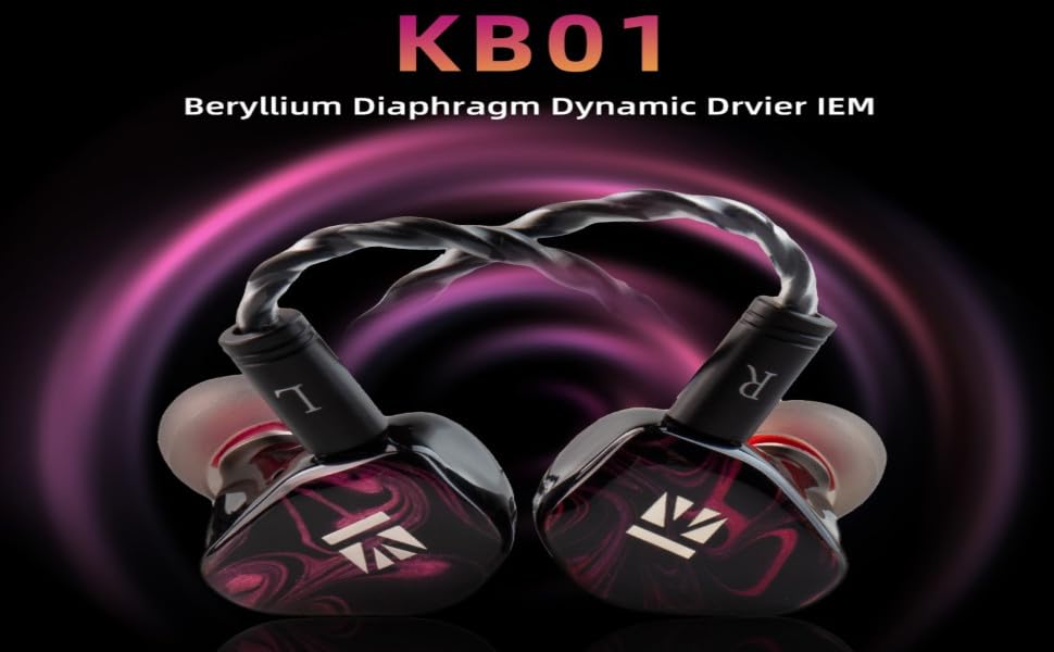 KINBOOFI KBEAR KB01 Gaming Earbuds,10MM Beryllium Diaphragm Dynamic Drivers IEM Earphones,6N 4 ...
