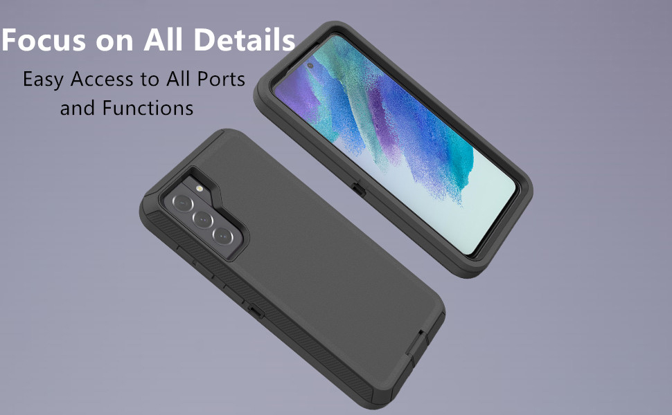 for Samsung Galaxy S21 FE Case, Heavy Duty Defender Case Dustproof Shockproof Protection 3 in 1 ...