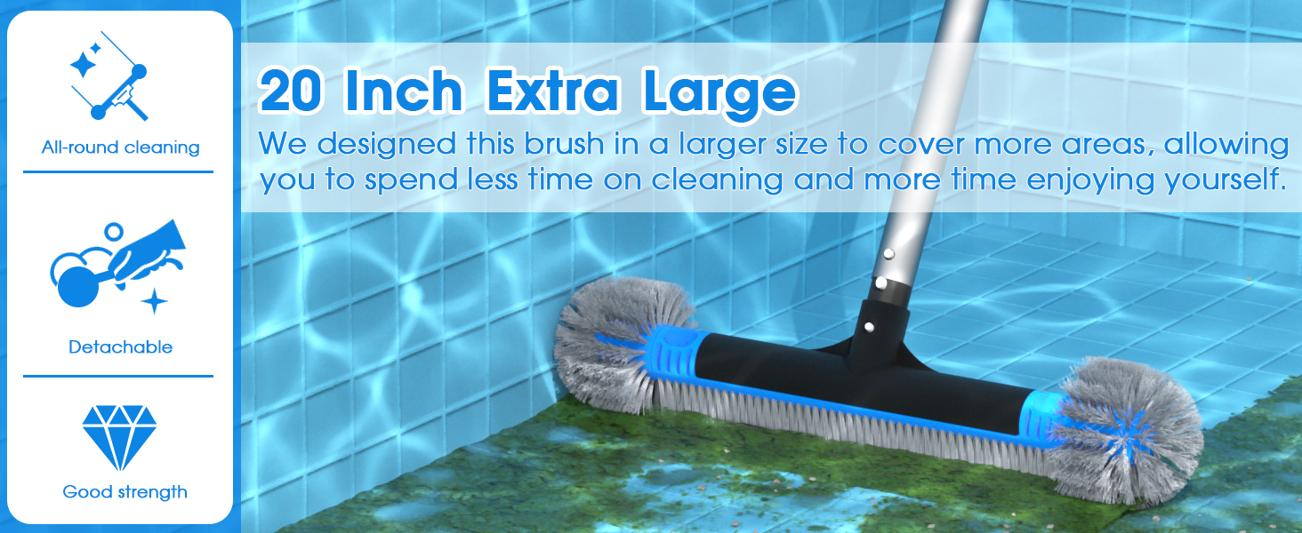 Amazon.com: TidyMister 20'' 2 in 1 Pool Brush Head Cobweb Duster Heavy ...