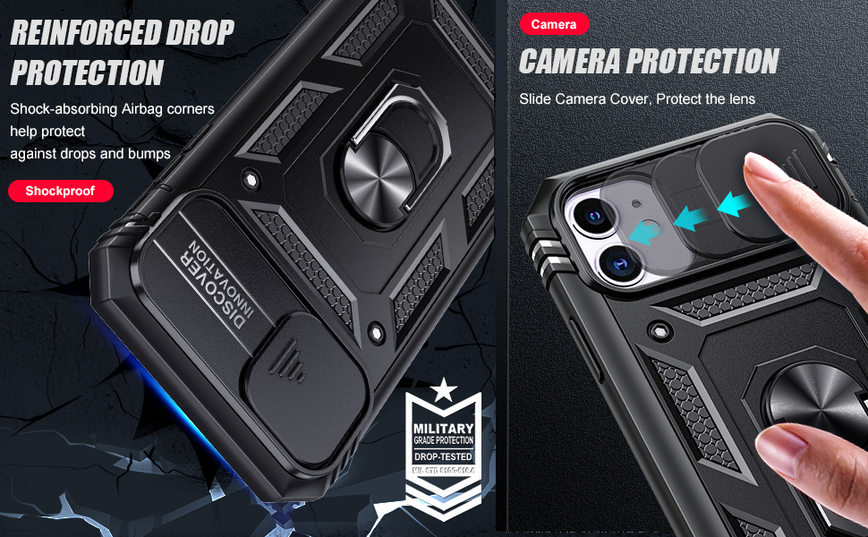 LeYi for iPhone 11 Case and 2 Tempered Glass Screen Protector with Slide Camera Cover,Ring ...