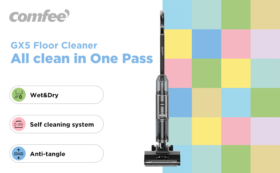 COMFEE' Wet Dry Vacuum Cleaner & Mop with Self Cleaning, 3 in 1 Powerful Vacuum Mop, Wash and ...