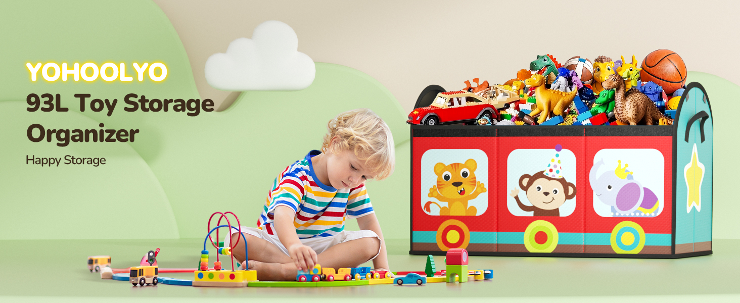 Amazon.com: YOHOOLYO Toy Storage Organizer for Kids, Large Sturdy Flip-Top Toy Box with Fabric ...