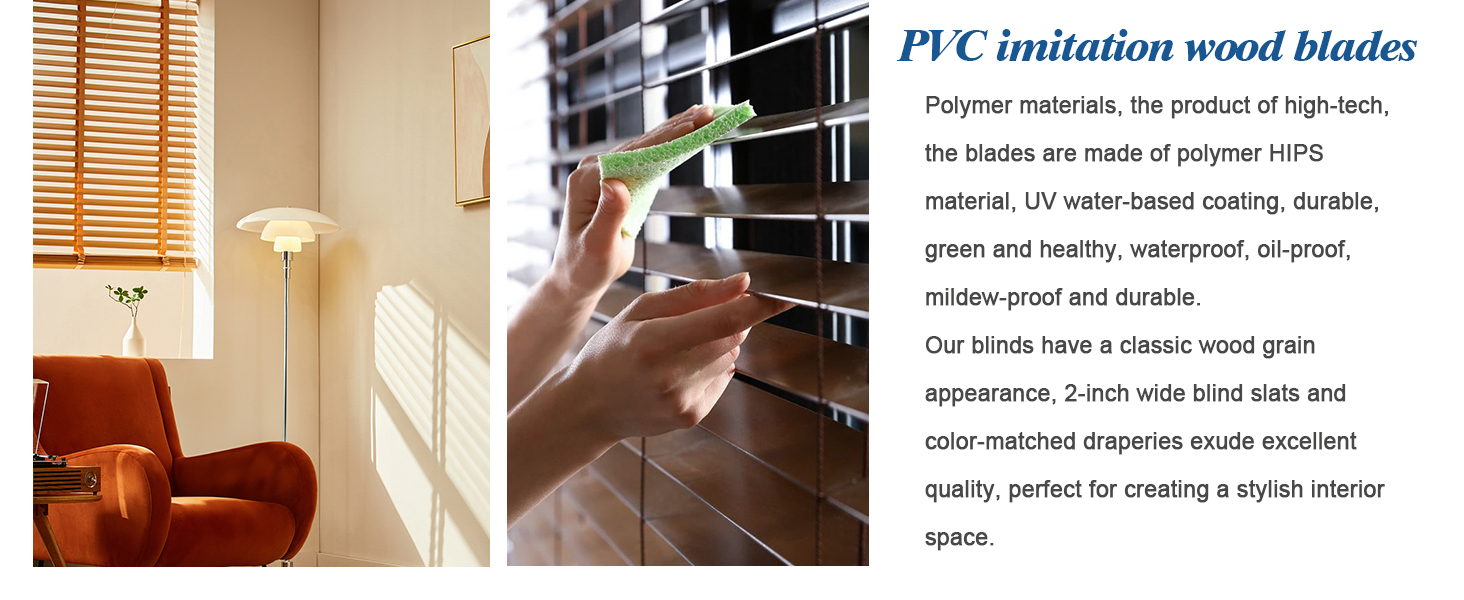 Amazon.com: EVOZEN Faux Wood Blinds 2 Inch Cordless, Room Darkening ...