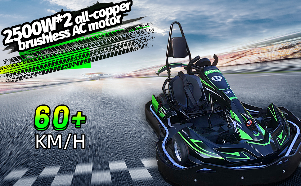 Amazon.com: JYXKART K1 Go Karts for Adults, Electric Go Kart Build in 2500W*2 AC Brushless Motor ...