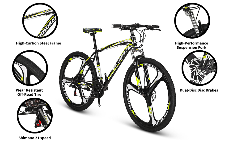 Eurobike Mountain bike, 27.5 mens mountain bike，Daul Disc Brakes 21 Speed, Mens Bicycle,Front ...