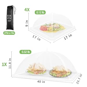 Amazon.com: Lauon Food Covers, 1 Extra Large (40"X23.7") & 4 (17"X17"), 5 Pack White Mesh Plate ...
