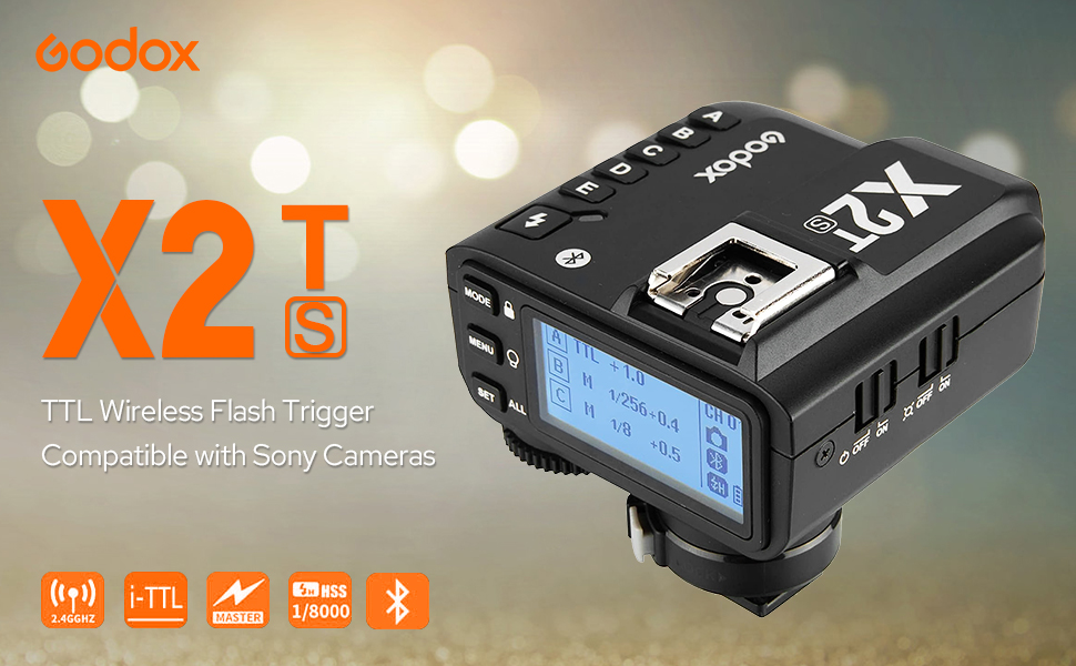 Godox X2T-S TTL Wireless Flash Trigger Transmitter for Sony, HSS 1/8000s, TCM Function, 5 ...