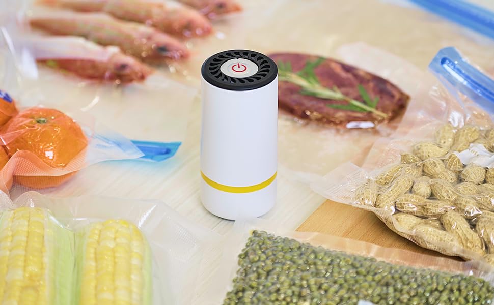 Food Sealer Vacuum Sealer,Kiwinvou USB Rechargeable Vacuum Sealer Set with 10 Reusable Vacuum ...