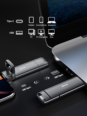 SSK Unidad Flash USB C Dual de 512GB, 2 en 1 USB 3.2 Gen2 de Estado sólido, Unidad de Memoria ...