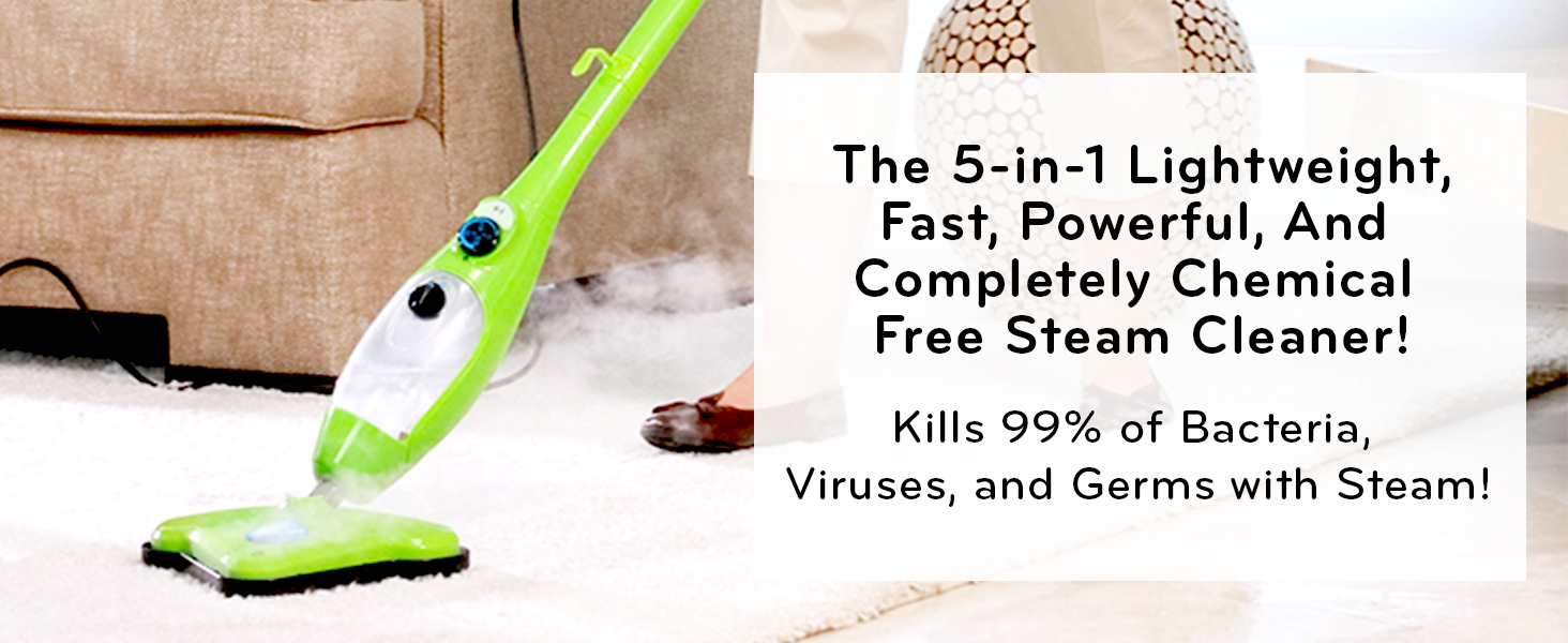 H2O X5 Premium Edition - Steam Mop - 5 in 1 Steam Cleaner (Green ...