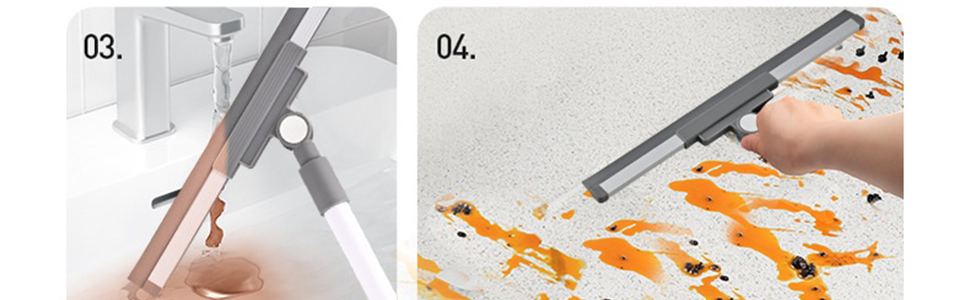 Amazon.com: Floor Squeegee with 180° Rotating Head & 53" Adjustable Handle - Heavy-Duty ...