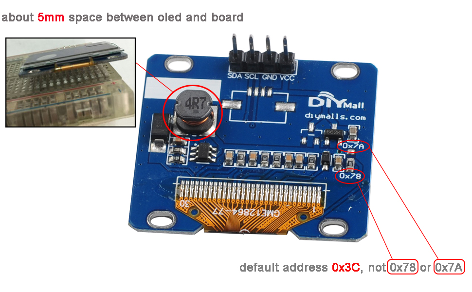 Amazon.com: DIYmalls 1.3" inch OLED Display Screen Module I2C 4pin ...