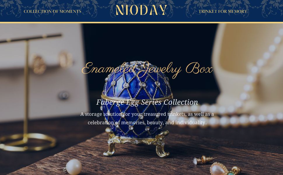 Amazon.com: NIODAY Hand Painted Trinket Box Enamel Faberge Egg Vintage Jewelry Box Easter Egg ...