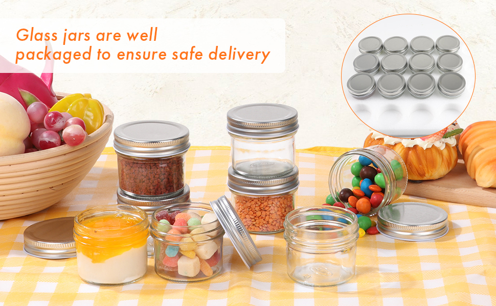 Amazon.com: Jaisie.W 4 oz Mason Jars with Lids 40Pack, Glass Small Mason Jars 4 oz- Mini Mason ...