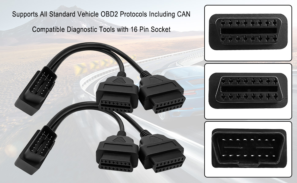 Amazon.com: TIKSCIENCE 16 Pin Right Angle OBD2 Splitter Y Cable Universal 1 Male Splitter to 2 ...