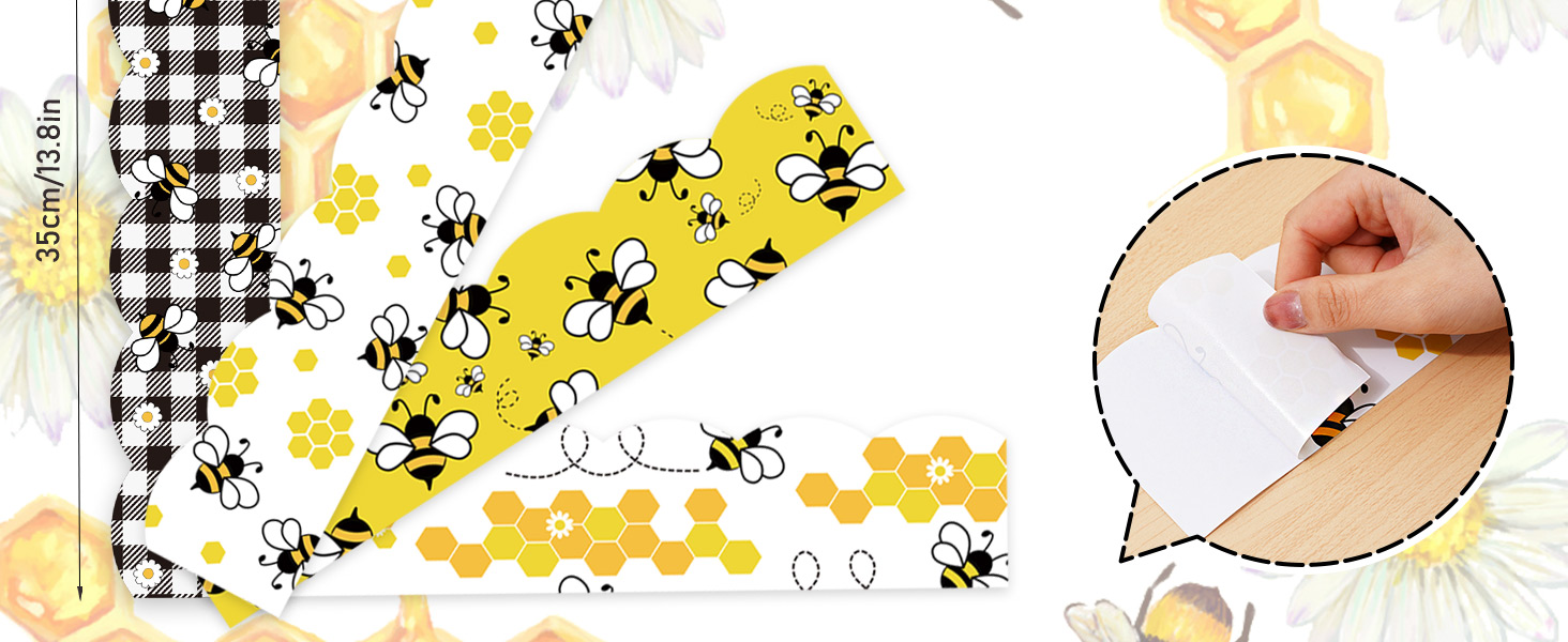Amazon.com: Whaline 60Pcs Bee Bulletin Board Borders 69Ft Yellow Black ...
