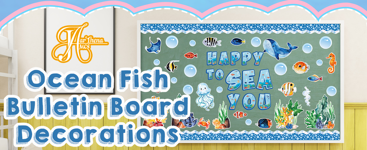 Amazon.com: JarThenaAMCS 112Pcs Ocean Fish Bulletin Board Decor Set ...