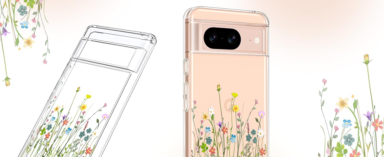 Amazon.com: Unov Case Compatible with Pixel 8 Case Clear with Design Soft TPU Shock Absorption ...