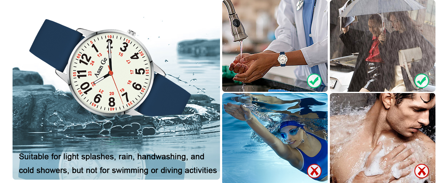 Amazon.com: Asan Ge 40MM 3ATM Waterproof Wear Resistant Anti-Scratch Analog Nurse Watch 12/24 ...