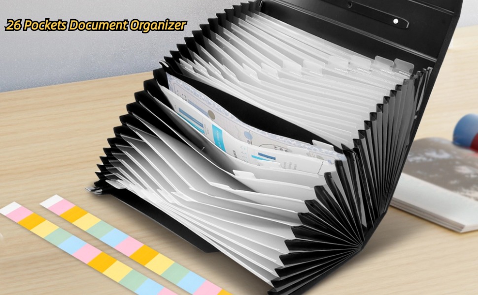 Amazon.com : 26 Pockets Expanding File Accordion Folder with Handle, Letter A4 Paper Size ...