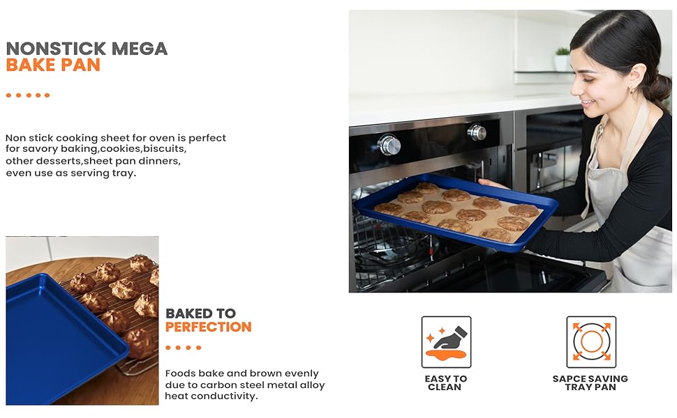 Amazon.com: NutriChef Extra Large Nonstick Cookie Sheet Baking Pan, XL ...