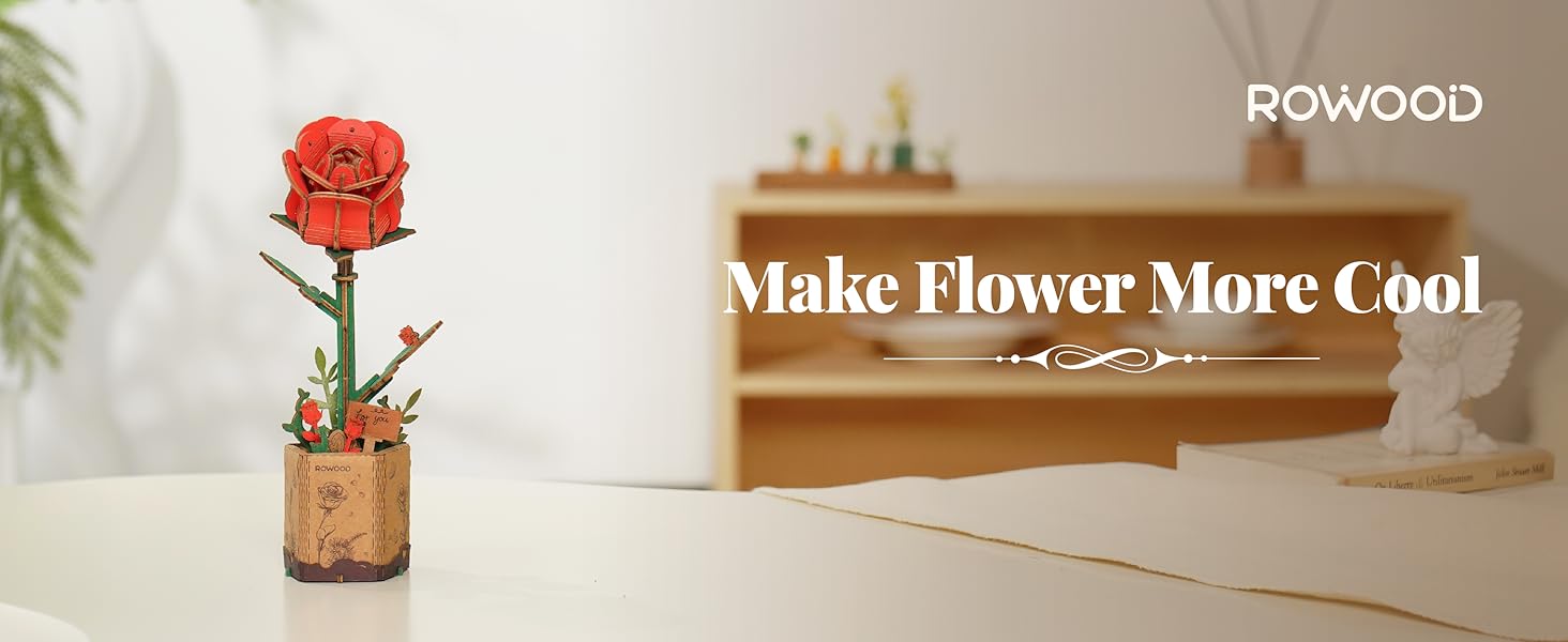 Amazon.com: rowood Wooden Flower,DIY Artifical Flower Building Toy Set Craft Kit for Kids,Mother ...
