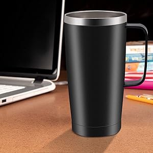 Vaso Térmico de Acero Inoxidable, 20 oz Taza de café de Asa con Tapa MagSlider, Taza Termo Con ...