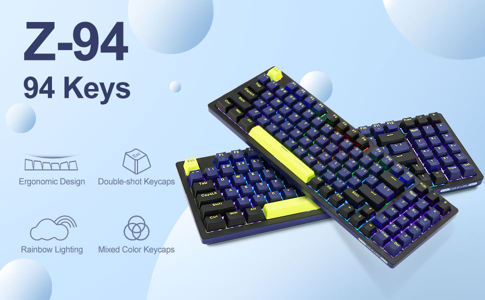 E-YOOSO Z-94 Mechanical Keyboard Rainbow Backlit, 94 Keys 90% Gaming ...