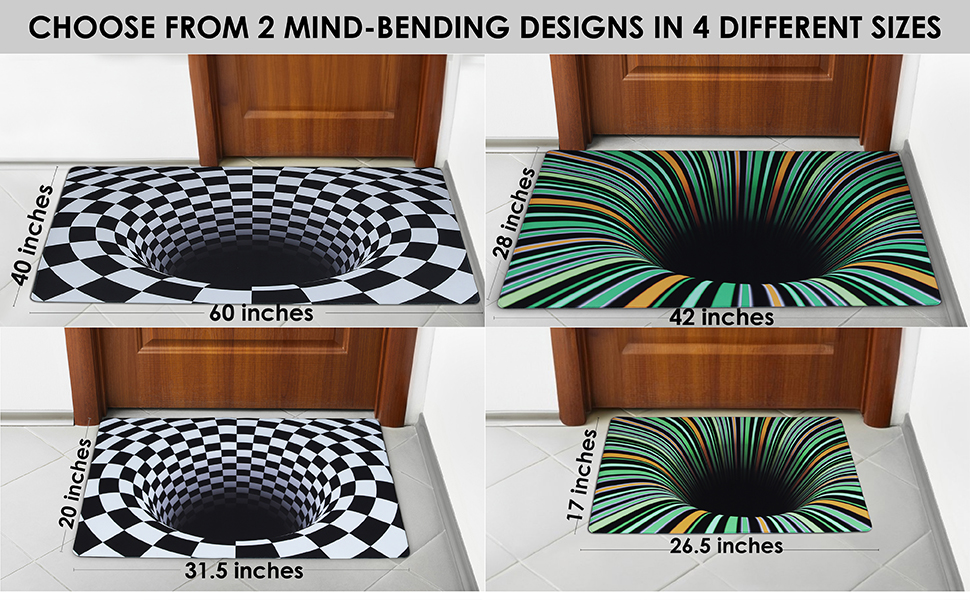 Amazon.com: Unusuall 3D Optical Illusion Rug - Vortex Illusion Floor Mat for Door Entrance ...