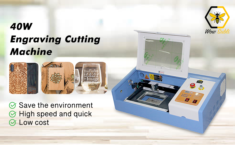 Wowsubli CO2 Laser Engraver Cutter Machine, 40W Engraving Cutting Machine, 300x200 MM with ...