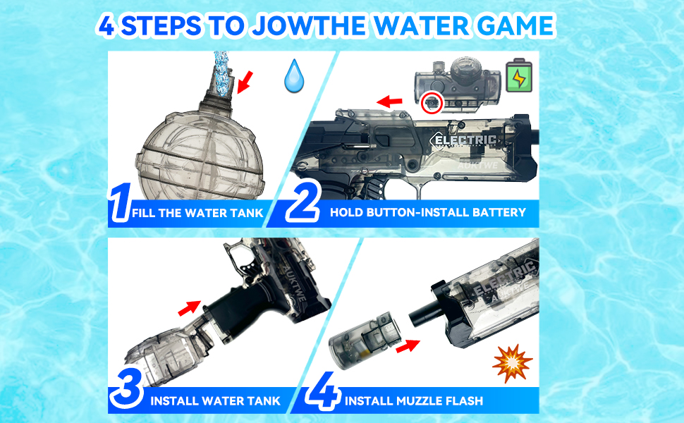 Amazon.com: 2 Pack Electric Water Guns with Muzzle Flash,Full Automatic Electric Squirt Gun 28 ...