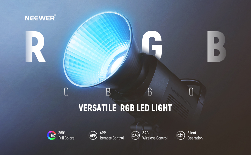 NEEWER LED Video Light Bowens Mount RGB CB60 70W, RGB Full Color 18000 Lux@1m CCT 2700K~6500K ...
