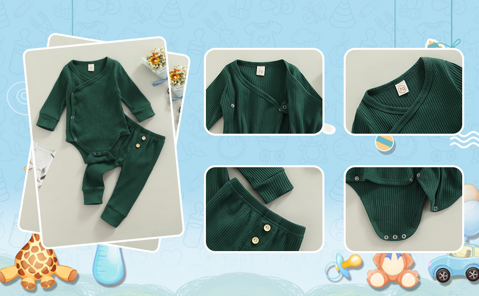 Amazon.com: Ledy Champswiin Winter Newborn Baby Boy Girl Clothes Set Ribbed Outfits Unisex ...