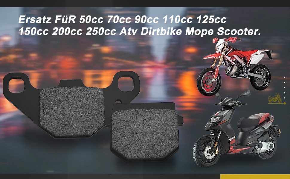 GOOFIT Bremsbeläge Ersatz für 50cc 70cc 90cc 110cc 125cc 150cc 200cc 250cc ATV Dirtbike Mope ...